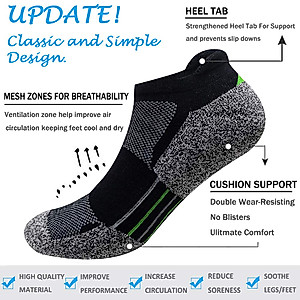 Men’s Low Cut Athletic Socks Performance Comfort No Show Running Socks Sports Cushioned Tab (A4-Black(No Show) - 6 Pairs, L/XL(US MEN 9-12))