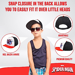 Marvel Spiderman Baseball Cap for Boys, Boys Hat and Fitted Cap, Flatbrim Baseball Spiderman Hat in Red Design