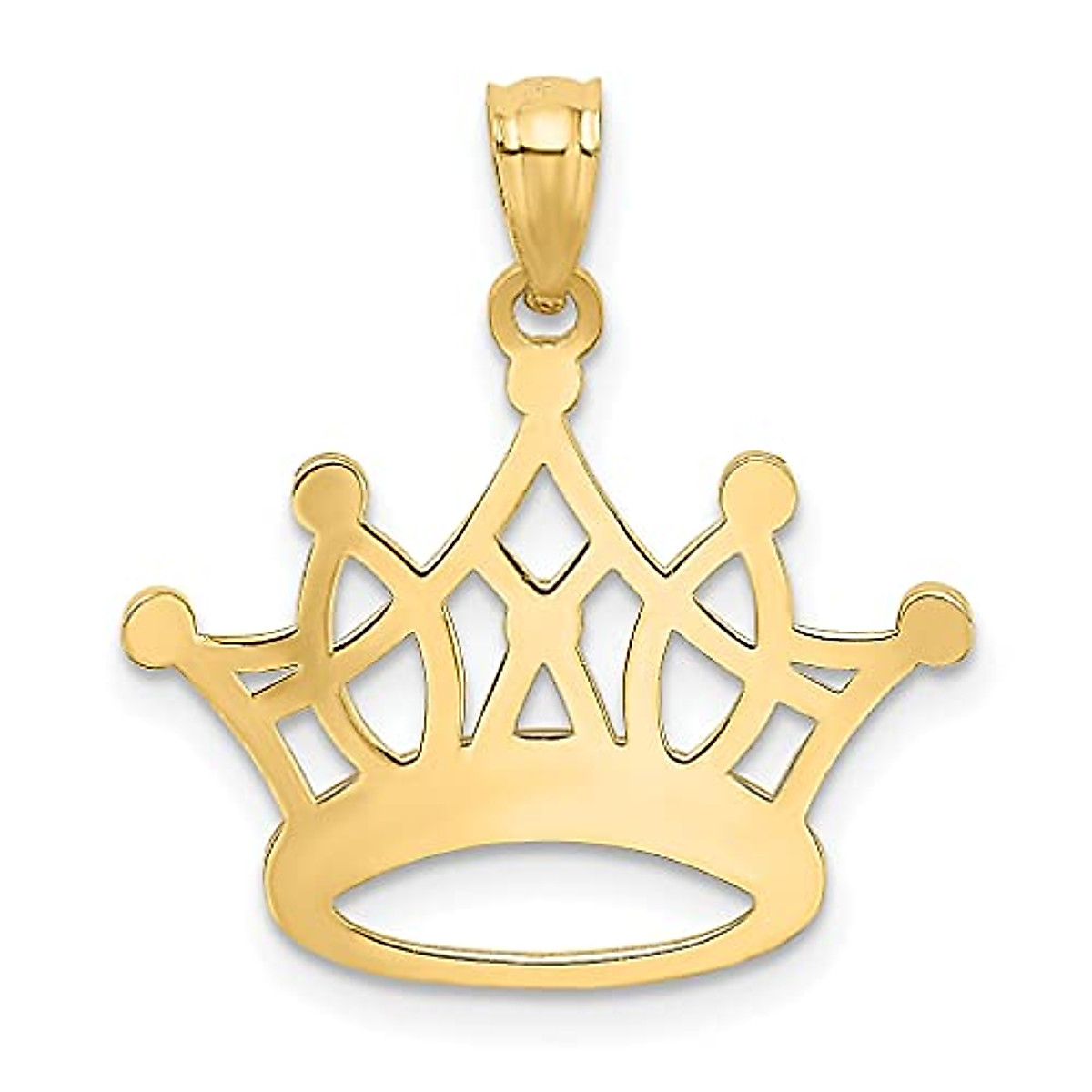 IceCarats 14K Yellow Gold Royal Princess Crown Necklace Charm Pendant Only