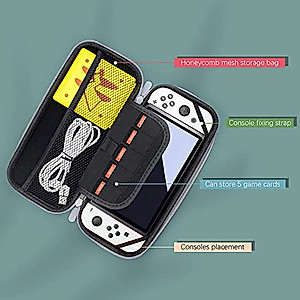 Pink Carry Made Case For Nintendo Switch/Switch OLED Console Custom Name Case with 10 Games Cartridges Protective Hearts 3D Name NC5