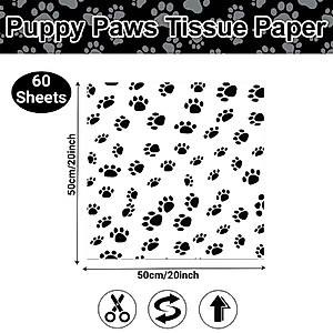 Kavoc 60 Sheets 20 x 20 Inch Dog Paw Print Tissue Paper Puppy Paws Gift Wrap Tissue for Gift Bags Wrapping Paper Rustic Art Holiday Wrapping Paper for DIY Crafts