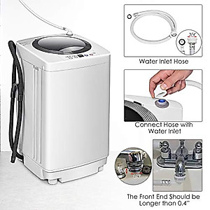 Casart Washing Machine Portable Compact Full-Automatic W/Drain Pump 8 Lbs Cloth Washer and Spinner