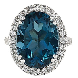 Lzz Fashion Lady London Blue Topaz Gemstone Ring Cubic Zirconia 925 Sterling Silver Ring Oval Cut Single Stone Ring Bridal Jewelry Size 6-10 (US code 7)
