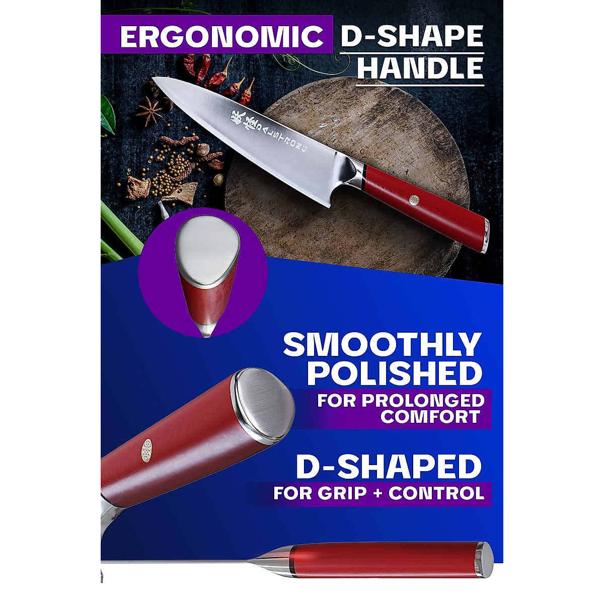 Dalstrong Chef Knife - 8 inch - Phantom Series - Japanese High-Carbon AUS8 Steel Kitchen Knife - Red G10 Handle - Cooking Knife - Kitchen Knife - w/Sheath