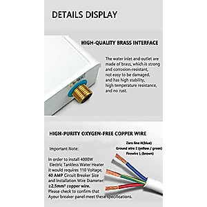 FMATOZ Mini Electric Tankless Water Heater 4000W 110V Constant Temperature Instant Hot Water Heater with Remote Control Digital Display On Demand Hot Water Heater for Home Kitchen Indoor