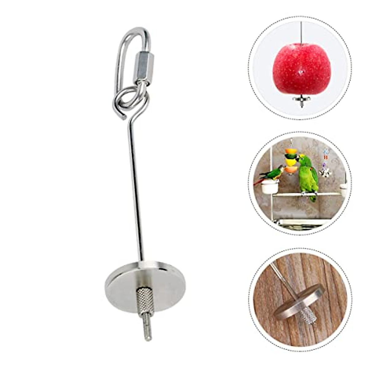 Mipcase Parakeets Feeding Metal Cockatiels Finches Food for Parrot Tray Foraging Vegetable Treat Cages Fork Stick Device Toy Meat Bird Feeder Feeders Fruit S Stainless Cage Steel