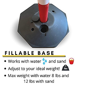 2 Traffic Delineator Poles | Plus Chain Included | Better Than Cones | Perfect Parking Post, Construction Lot, Road Marker or Street Stanchion | Portable & Fillable Base | Large Safety Caution Barrier