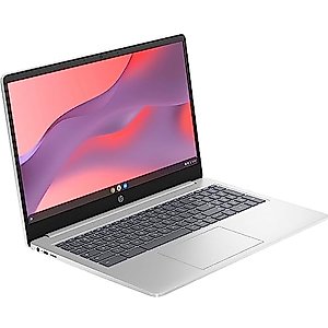 HP 2023 Newest 15.6" HD Chromebook, Intel Quad-Core Processor, LPDDR5 8GB RAM, 64GB eMMc, Webcam, Numeric Keyboard Home & Student Laptop, Chrome OS, Natural Silver