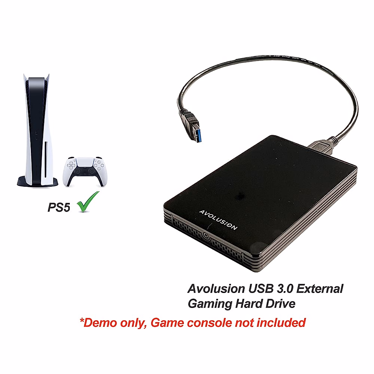 Avolusion HD250U3-Z1-PRO 2TB USB 3.0 Portable External Gaming Hard Drive (PS5 Pre-Formatted) - 2 Year Warranty