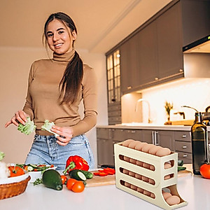 4 Tiers Egg Holder for Fridge, 2024 New Automatic Scrolling Egg Rack Holder, Eggs Dispenser Auto Rolling Large Capacity Egg Organizer Storage Box, Space-Saving Egg Dispenser Holder (Transparent)