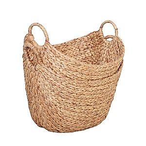 DaNeti Large Natural Water Hyacinth Boat Basket, Set of 2