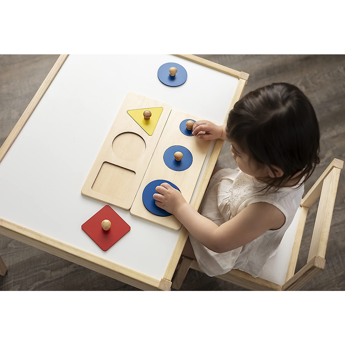 Montessori Multi Shape Wooden Puzzle Toy Baby Toddler First Jumbo Wood Peg Educational Basic Geometry, 2 pieces
