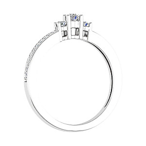 FINEROCK 10k White Gold 3-Stone Diamond Engagement Ring (0.22 Carat) (Ring Size 4.5)