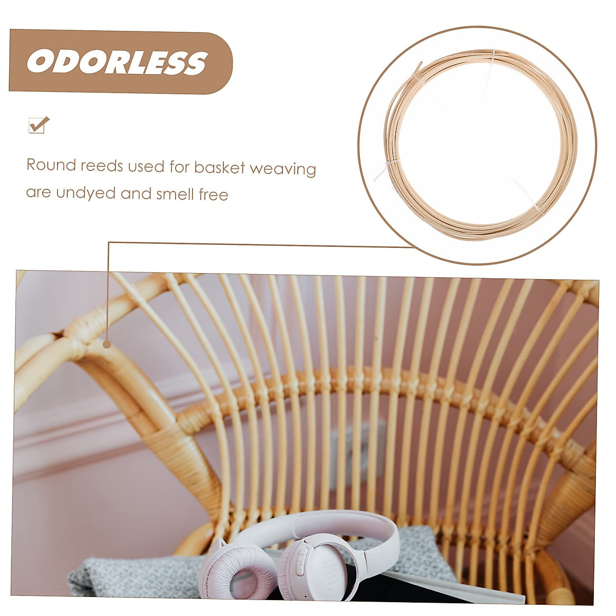 Outanaya 1 Roll Rattan Weave Material Woven Chair Weaving Kit Rattan Furniture Webbing Basket Wicker Furniture Repair Kit Chair Cane for DIY Rattan Weaving Material DIY Rattan Material Reed