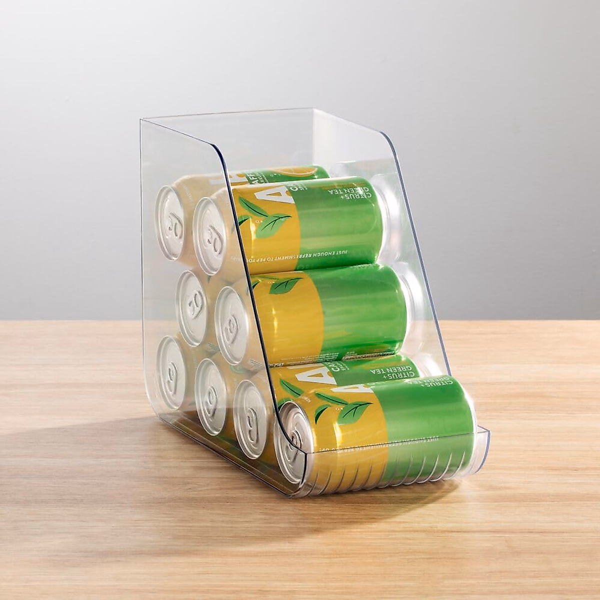 mDesign Plastic Kitchen Storage Organizer Container Bins for Pantry, Fridge, Freezer Organization - Holds Canned Food, Soup Can, Soda Water Bottle - Ligne Collection - Clear