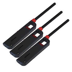 3 Pack - Fuel Included Handi BBQ Grill Click Flame Long Stem Lighter - Refillable Butane Gas Candle Fireplace Kitchen Stove Wind Resistant, Red