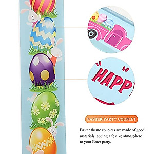 TOYMYTOY Easter Front Door Decal Happy Easter Sign 1 Pair Party Porch Banner Decors Hanging Banners Party Layout Couplets Happy Easter Garland Easter Party Supplies