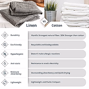 Thing Stories Fingertip Towels for Bathroom - Pure 100% Flax Linen Washcloths - 3-Pack 12x18-inch Linen Face Cloths - Black-Natural Waffle Weave Wash Clothes - Linen Exfoliating Face Towel for Women