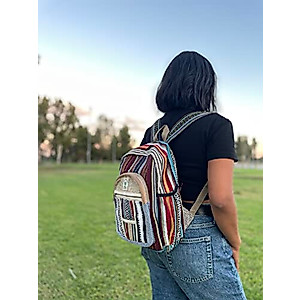 Small 13" Cotton stripe hemp backpack, hippie backpack, himalayan backpack, macboook 13" backpack, hippie backpack, trekking backpack, traveling backpack, nepali backpack (SMALL 13")