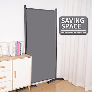 CHOSENM 3 Panel Folding Privacy Screens, 6 FT Tall Wall Divider with Metal Frame, Freestanding Room Divider for Office Bedroom Study (3 Panel, Grey)