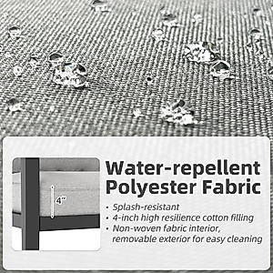 Outdoor Aluminum Furniture Set,4 Piece Patio Conversation Sets,Removable & Washable Cushion,Ink Color Tempered Glass Table Light Grey