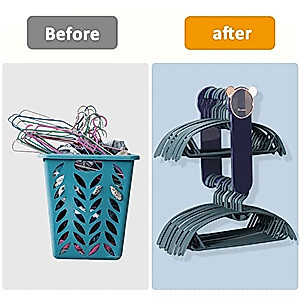 Hanger Organizer Stacker,Wall Mounted Stretchable Clothes Hanger Holder Organizer,Hanger Storage Rack(Blue)