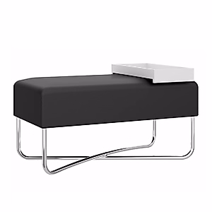 The Urban Port Pouffe with Rectangular Fabric Seat and Inbuilt Wooden Tray