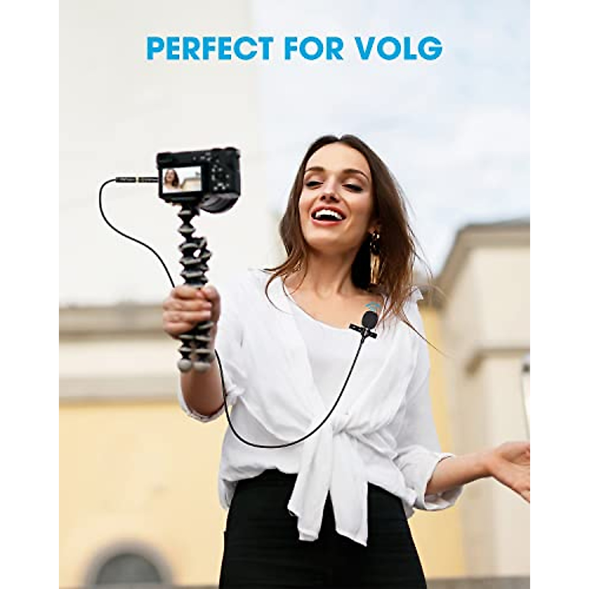 PoP voice Lapel Microphone Lavalier Mic - Noise Cancelling 16 Feet Lav Mic for iPhone Android & Windows Smartphones, Youtube, Interview, Studio, Video Recording (Single Head Omnidirectional Condenser)