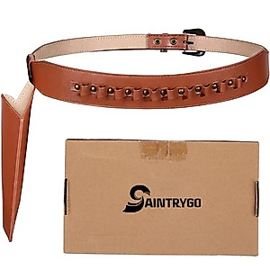 Cowboy Gun Belt and Holster Masquerade Western Holster Cowboy Costume Accessories Vintage Cowboy Cosplay PU Leather Holster Belts for Halloween Party (Right Holster)