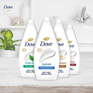 Dove Body Wash Value-Size Variety 6-Pack – Hydrate, Gentle Pamper, Fresh Care, and Silky Velvet, Family Size, 25.36 Oz Ea