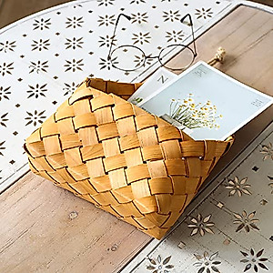 Takefuns Wall Hanging Storage Basket, Natural Bamboo Woven Flower Basket, Wall-mounted Multifunctional Storage Container for Home Decoration (15.5cm)