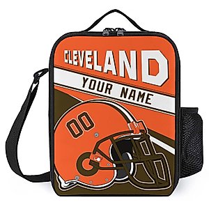 mdbozli Custom Personalized Cleveland Lunch Bag Adjustable Shoulder Straps Portable Insulated Lunch Box for Boy Girl Women Men