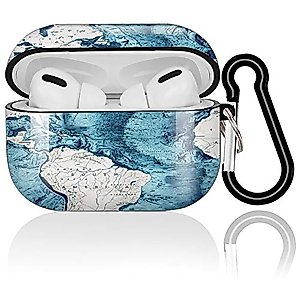AirPods Pro Case South America Map Protective Hard AirPods Pro Case Cover Portable & Shockproof with Keychain Compatible with Apple AirPods Pro Charging Cases