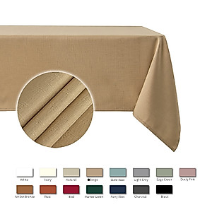 maxmill Faux Linen Textured Rectangle Tablecloth Water Resistant Wrinkle Free Spill-Proof, Soft Table Cloth for Dining Room Decoration, Banquet Parties Event Holiday Dinner, 60 x 84 Inch Beige