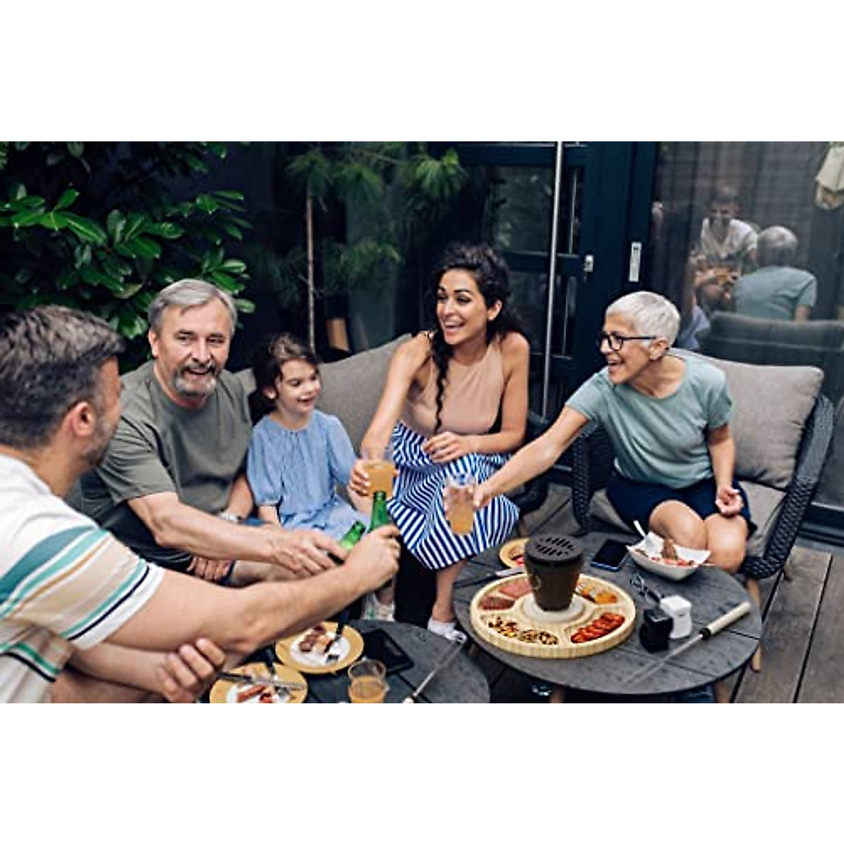 Mini Hibachi Grill Indoor - PuPu Platter Set Or Indoor Smores Kit With 2 Marshmallow Roasting Sticks For Fire Pit And A Bamboo Serving Tray - Smokeless Table Top Smores Maker