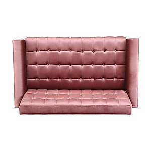 Christopher Knight Home Aubrie Tufted Velvet Loveseat Tipped Tapered Legs, Blush and Gold Finish