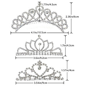 NODG 3 Pieces Silver Tiaras for Women Princess Rhinestone Mini Tiaras with Comb Crowns for Women with Comb for Princess Party Favors Tiaras and Crowns for Women