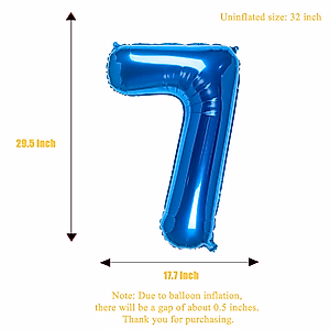 32 Inch Blue Number 7 Balloons Foil Ballon Digital Birthday Party Decoration Supplies (Blue Number 7 Balloon)