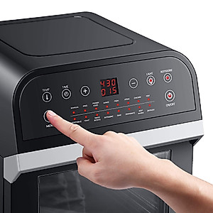 GoWISE USA GW44800-O Deluxe 12.7-Quarts 15-in-1 Electric Air Fryer Oven with Rotisserie and Dehydrator + 50 Recipes QT, Black/Silver