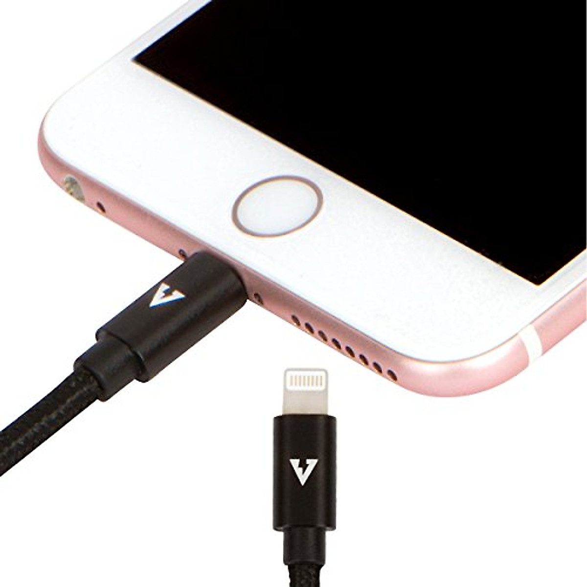 vCharged iPhone Charger Cable 2ft, 2 Pack Apple MFi Certified Lightning Cables Premium Nylon Braided Fast Charging USB Cord for iPhone 14 Pro Max, 13, 12, 11/Mini, XR, XS/Max, X, iPad, Airpods - Black