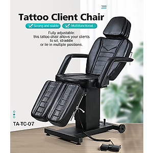 TATARTIST Electric Tattoo Chair Portable Client Tattoo Table Spa Bed Massage Table Facial Chair Dental Chair Tattoo Studio Salon Equipment (Black)