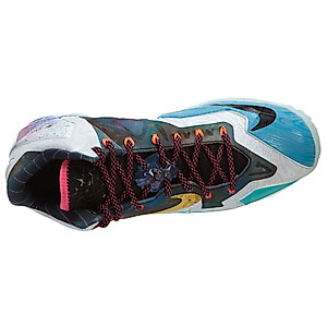 Nike Mens Lebron XI Premium "What the Lebron" Black/Lava/Silver-Galaxy Blue Synthetic Basketball Shoes Size 11