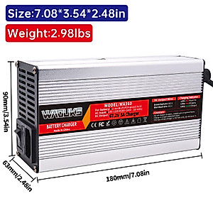 WAOUKS 67.2V 5A Charger 67.2V Lithium Battery Charger 60V Smart Charger Output GX16-3pin 1+ 3-/GX16-3pin 1+ 2- Connector Used for 16S 60V Li-ion Battery Pack