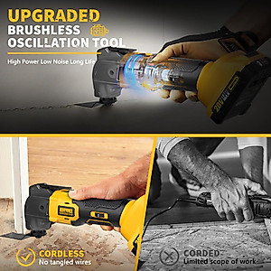 ALLOYPOWER 20V Cordless Oscillating Multi-Tool Kit, 22000 OPM, 4° Oscillating Angle, LED, 22 Pcs for Cutting/Grinding