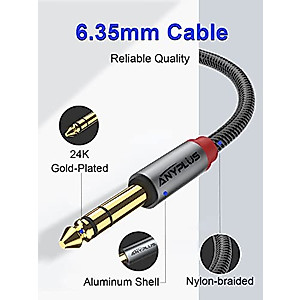 ANYPLUS Instrument Cable,【16.5ft/5m-1pack】 6.35mm Male to Male 1/4 inch to 1/4 inch Audio Cable, Fish Wire Braided TRS Cable, for Guitar Cable, Bass, Keyboard, Mixer, Amplifier, Equalizer, Speaker.