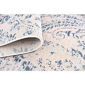 Unique Loom Paris Collection Pastel Tones Traditional Distressed Blue Runner Rug (2' 7 x 10' 0)