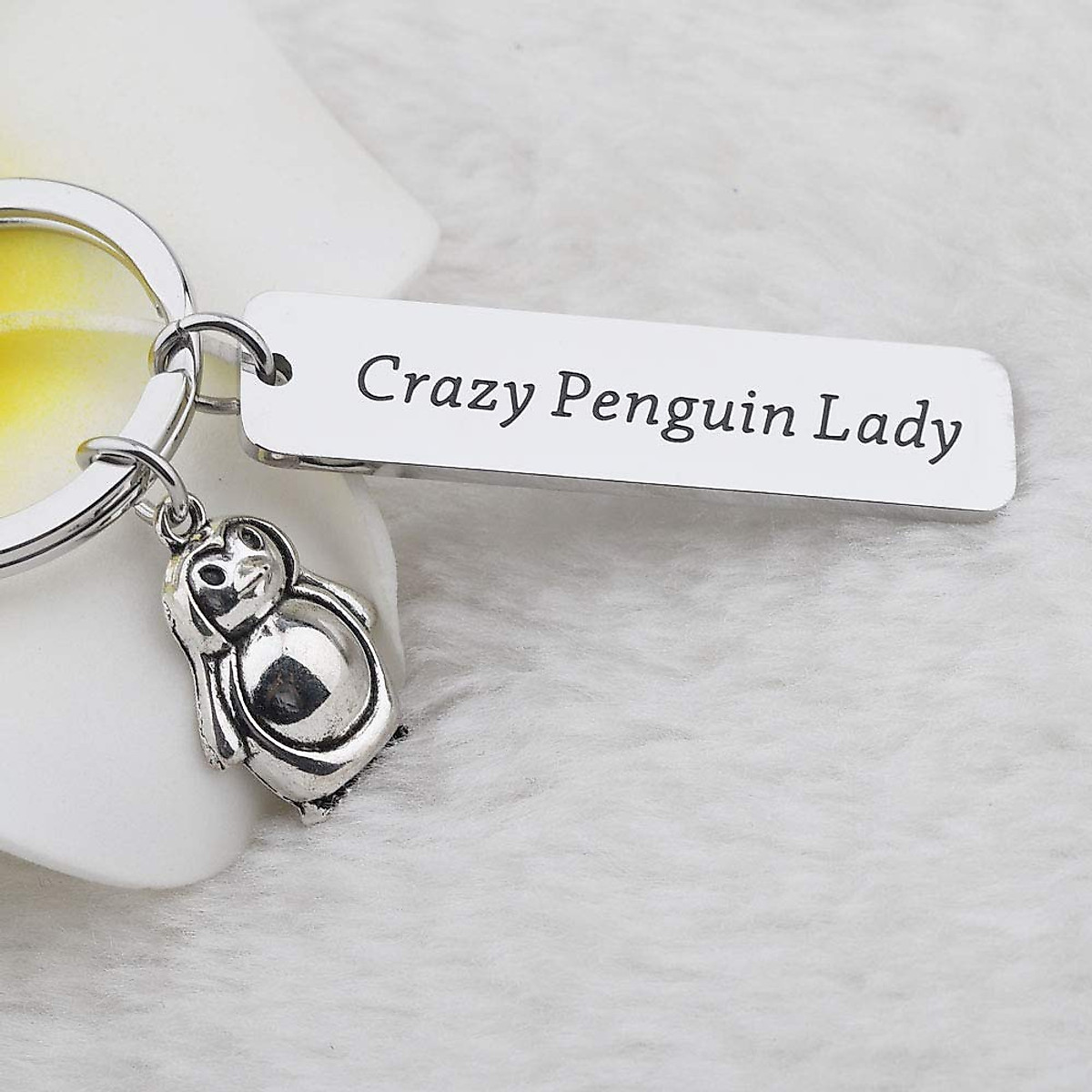 BNQL Crazy Penguin Lady Keychain Gift for Animal Lovers