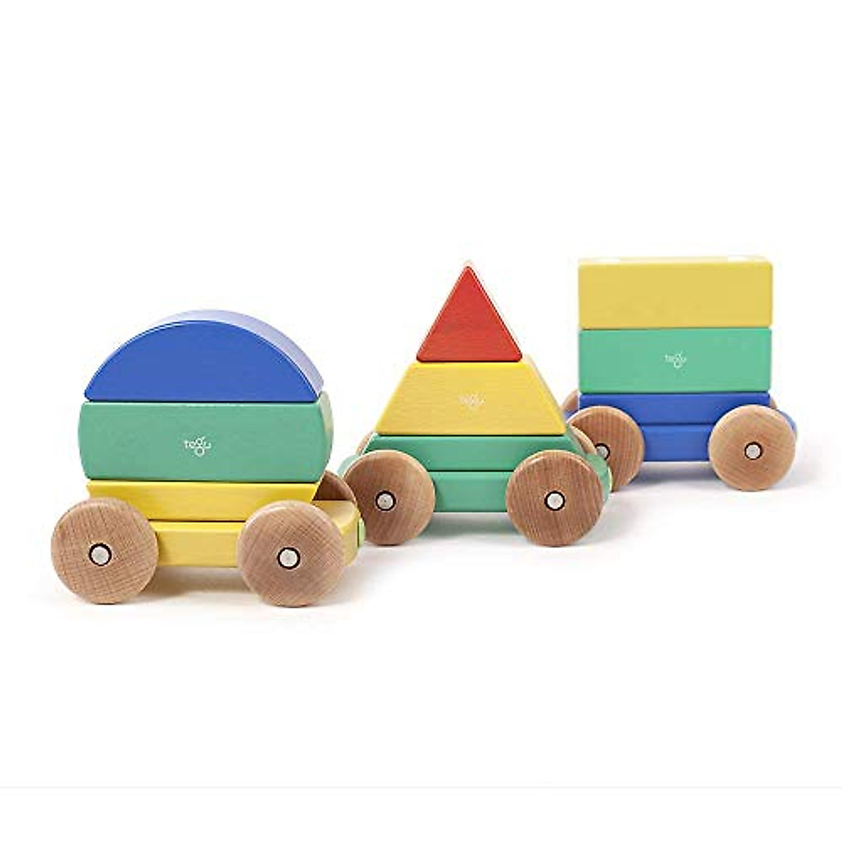 9 Piece Tegu Magnetic Shape Train Building Block Set, Rainbow