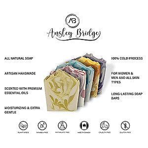 Ansley Bridge Bar Soap 3pck 5oz | Handmade Lavender Soap | Moisturizing | Palm Oil Free | For All Skin Types | Gift Set For Men & Women