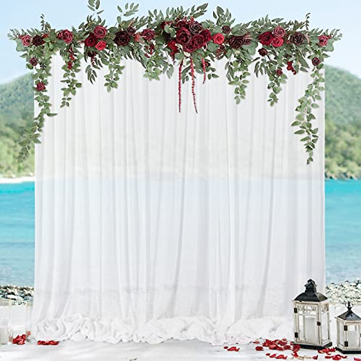 White Backdrop Curtain Wedding Backdrop 10ft x 10ft Chiffon Backdrop for Wedding Arch Birthday Party Banquet Decorations